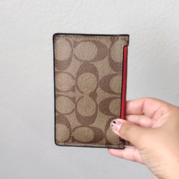 Coach | Accessories | Coach Mens Signature Canvas Zip Card Case In ...